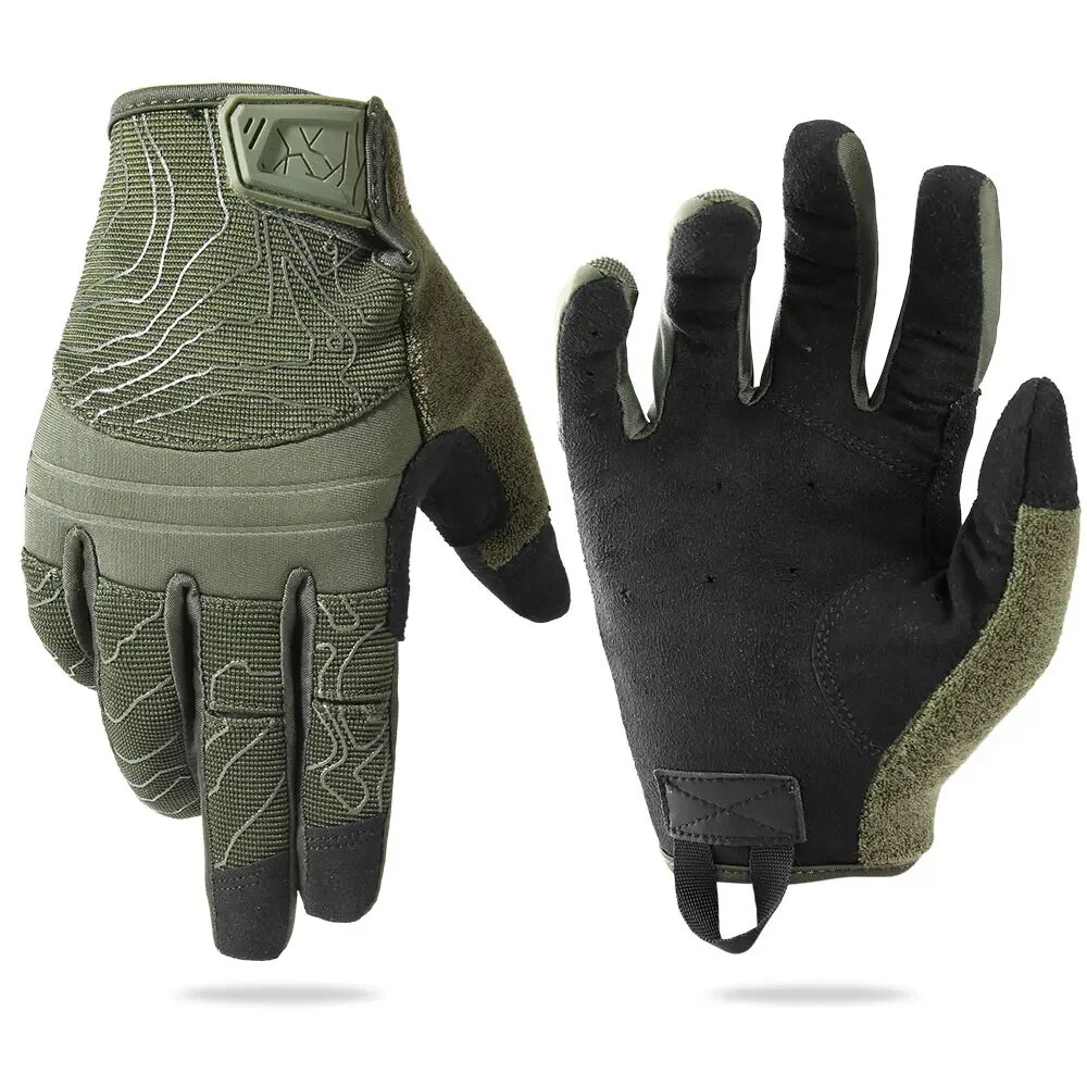 GUMAO Тактические перчатки с сенсорным экраном, искусственная кожа Темно-зеленый, L, Green