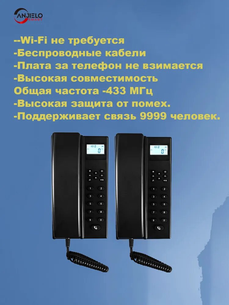 Беспроводное переговорное устройство с ЖК-дисплеем, 2,4 ГГц, 433 МГц, аудиозащищенный телефон