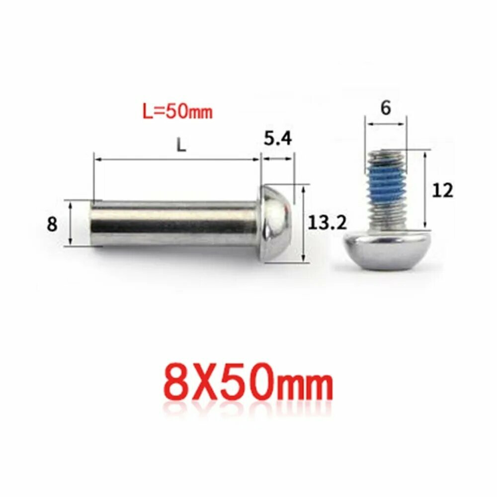Болт 50 мм, головка: Цилиндрическая, 10 шт.
