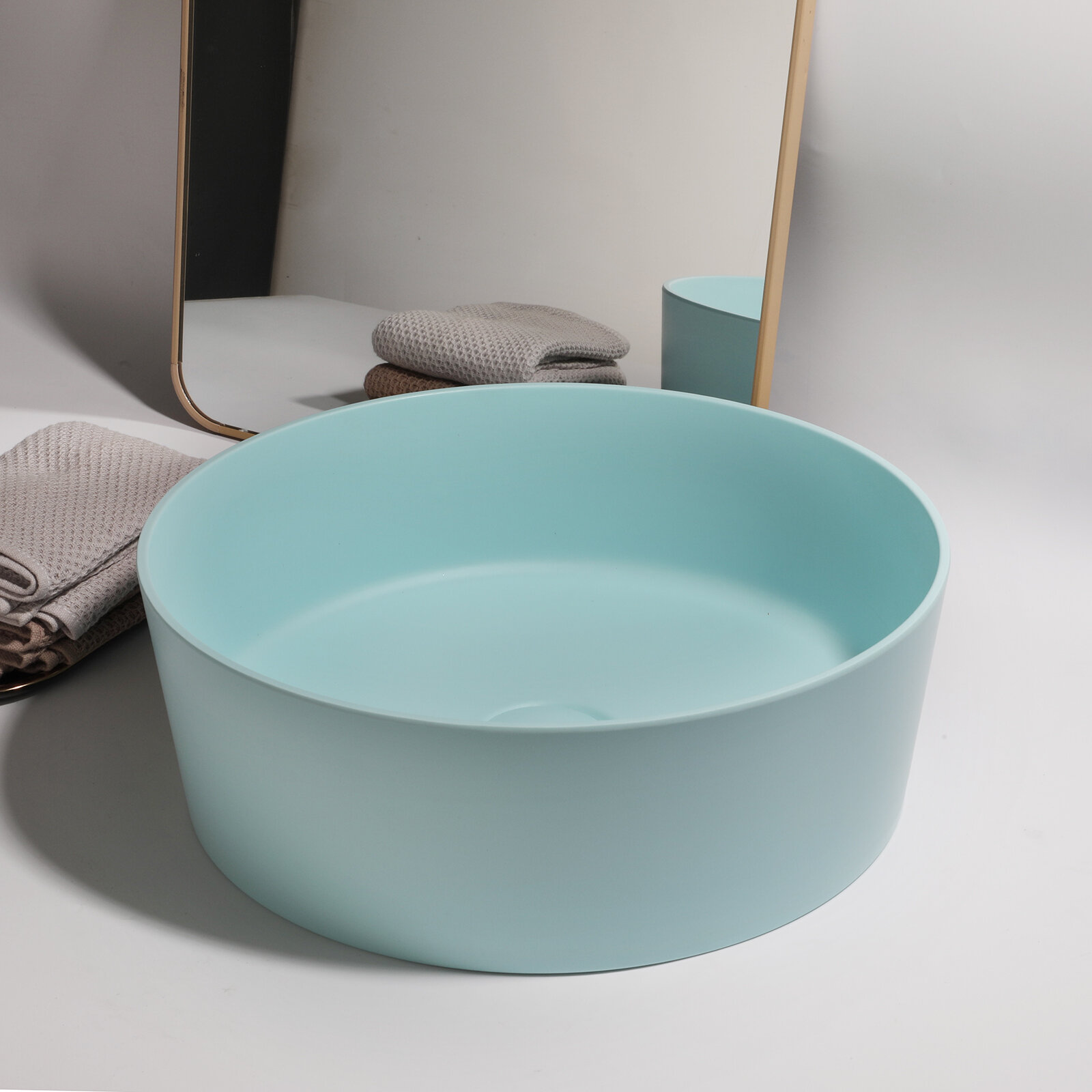 Раковина Blue, накладная, круглое дно, без отверстия под смеситель, синий