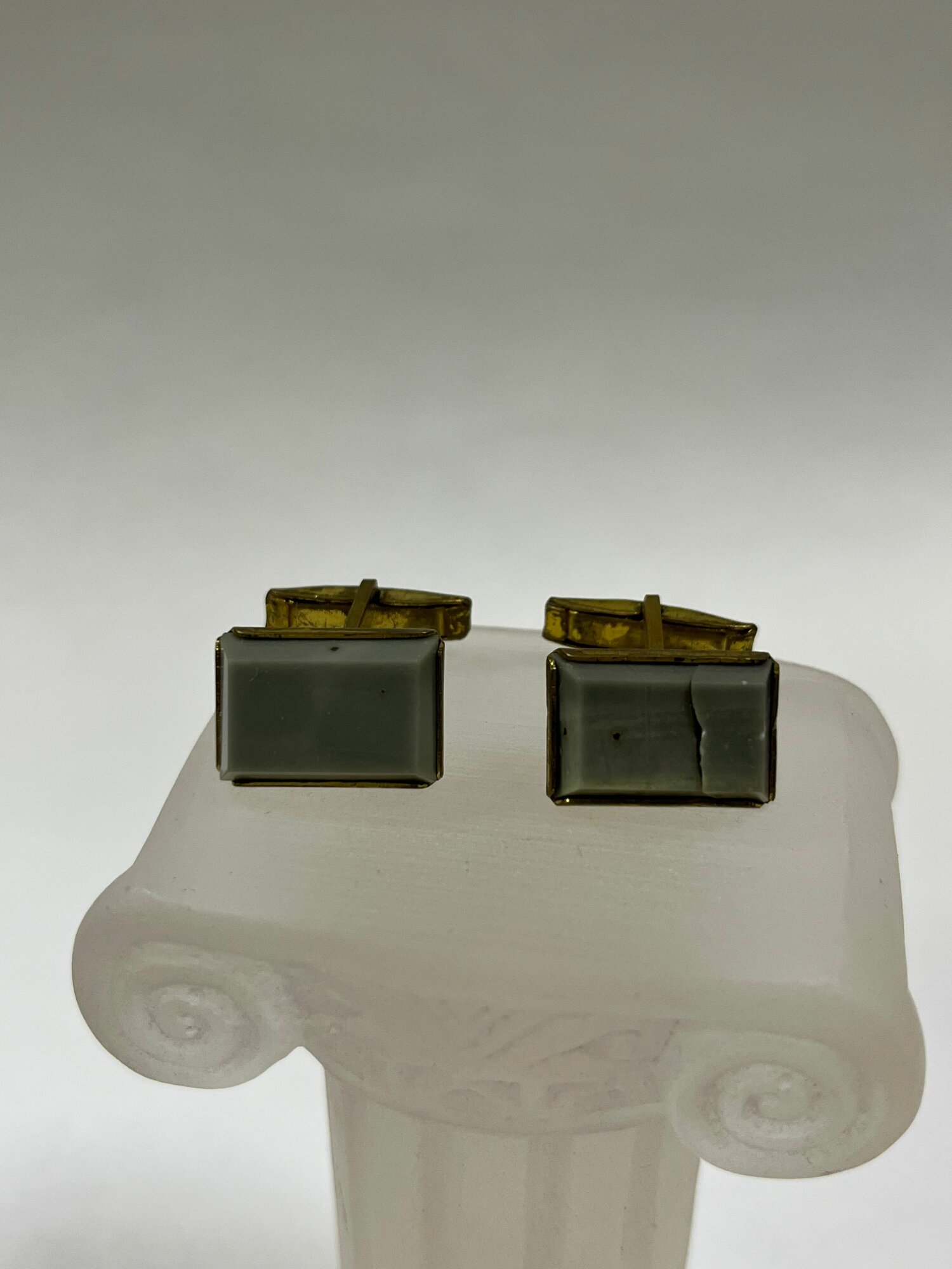 Советские винтажные запонки, вставка серая яшма. Сделано в СССР