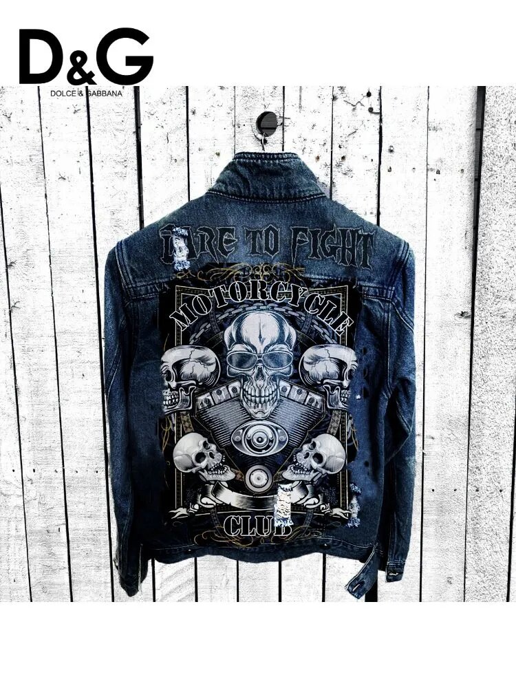 Куртка Dolce&Gabbana Мужская джинсовая куртка в стиле ретро-панк-Свободный крой, винтажный дизайн, премиум качество