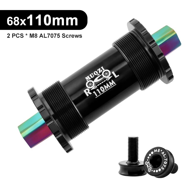 Керамический подшипник, нижний кронштейн для велосипеда BT-68 68*103-122 мм, титановый шпиндель Черный, 110mm Black