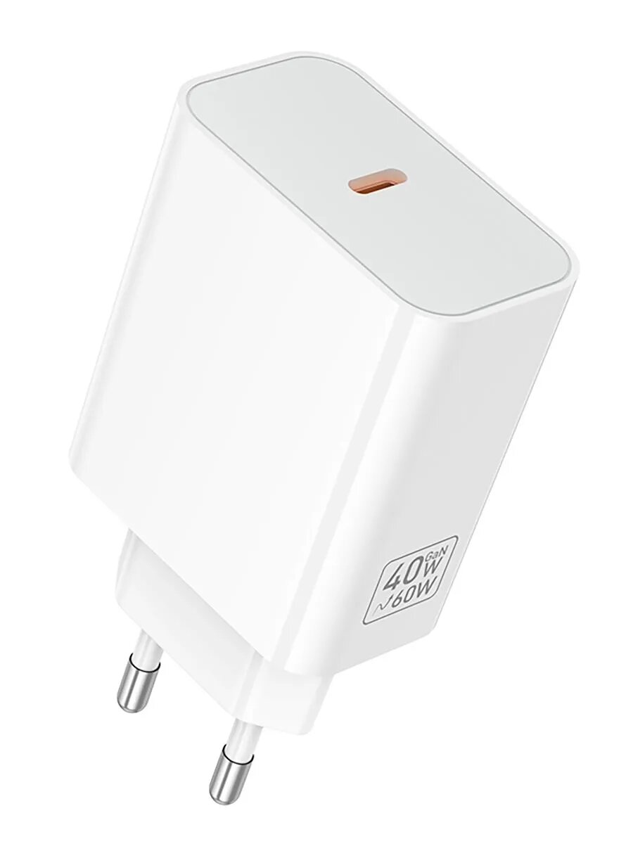 Сетевое зарядное устройство Hoco C162A GaN PD40W (DPS 60W) Type-C, белый (быстрая зарядка для iPhone, Android)