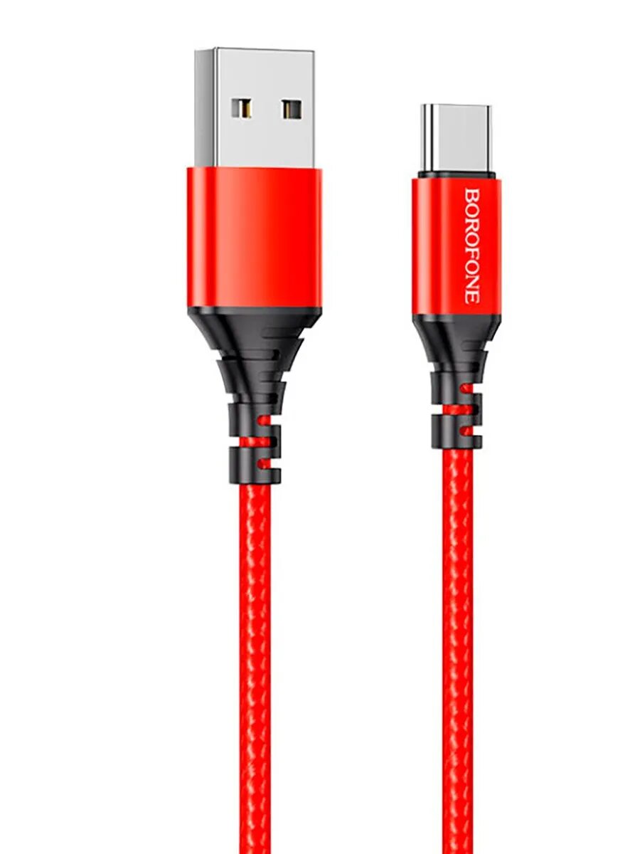 Кабель плетеный Borofone BX54 USB to Type-C, 2.4А, 1 метр, красный / провод для зарядки Android