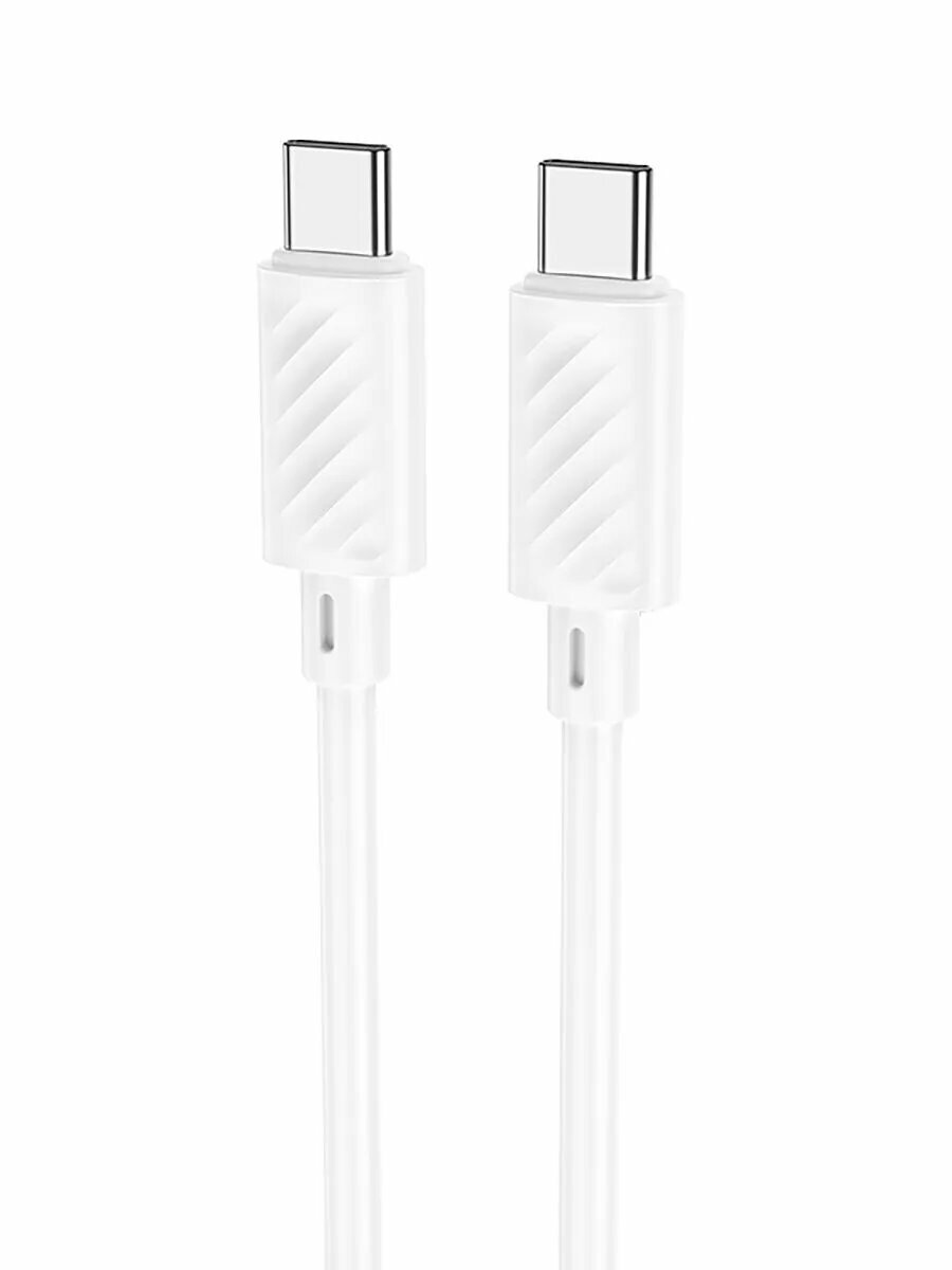 Кабель Hoco X88 Type-C to Type-C, 3А, 60W, 3А, 1 метр, белый / с быстрой зарядкой для Android, iPhone 15-17, ноутбуков