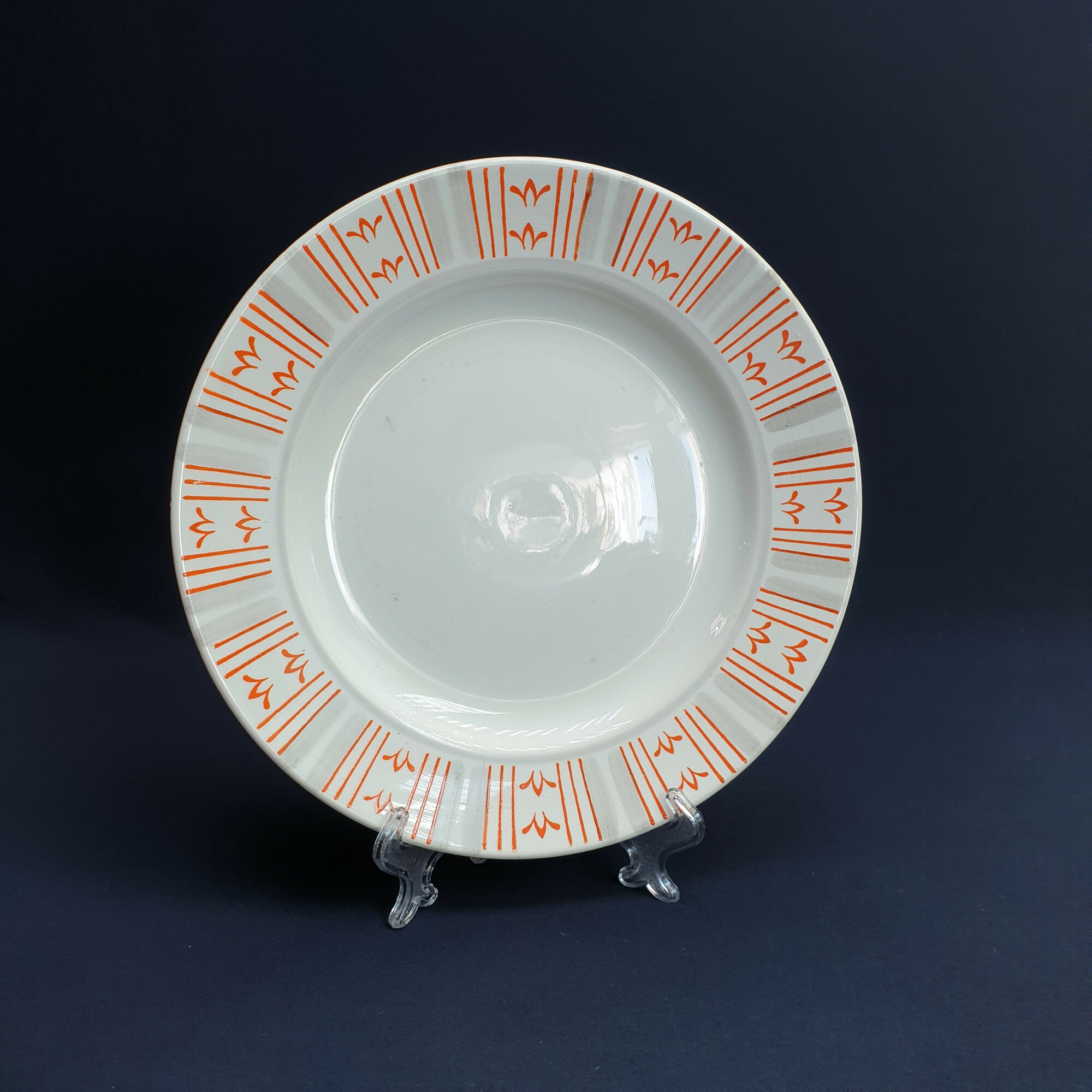 Столовая тарелка Конаково, фаянс ручная роспись 22 см, винтаж СССР