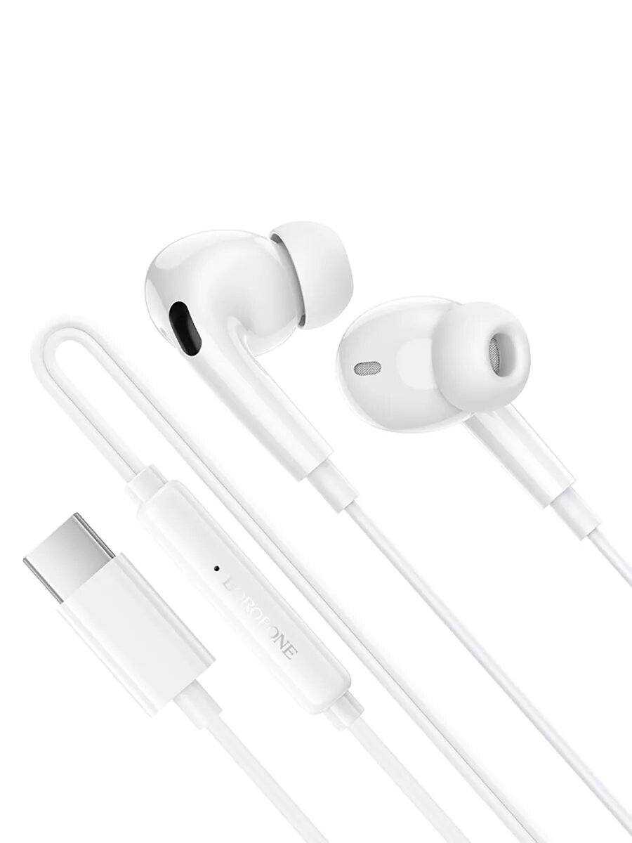 Наушники проводные с микрофоном Borofone BM100 Pro, Type-C, цвет белый