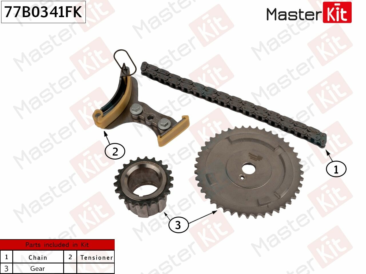Комплект цепи ГРМ CHEVROLET 5.3/6.2 LY5/L92/L9H/L94 TAHOE/ESCALADE GMT900 06-14 MasterKit 77B0341FK
