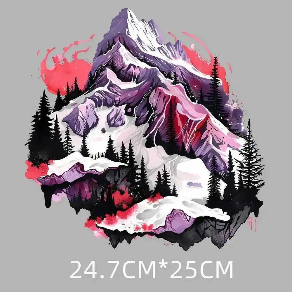 25 см снежная гора пейзаж железо на теплопередающие наклейки для женщин мужская одежда футболка термонаклейки виниловые аппликации