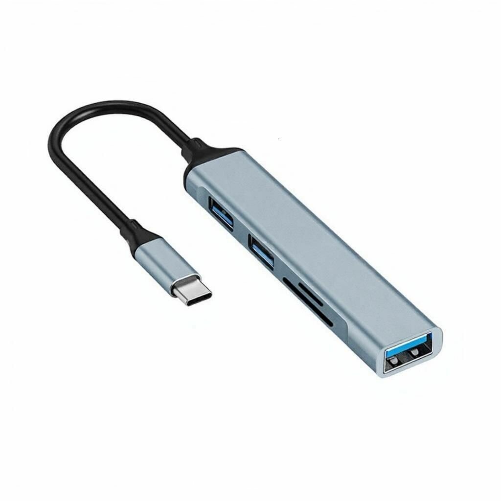 USB 3.0 Хаб с кардридером, Серый - USB C