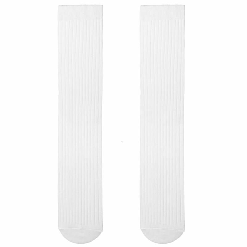 Женские хлопковые колготки до колена, однотонные, Белый