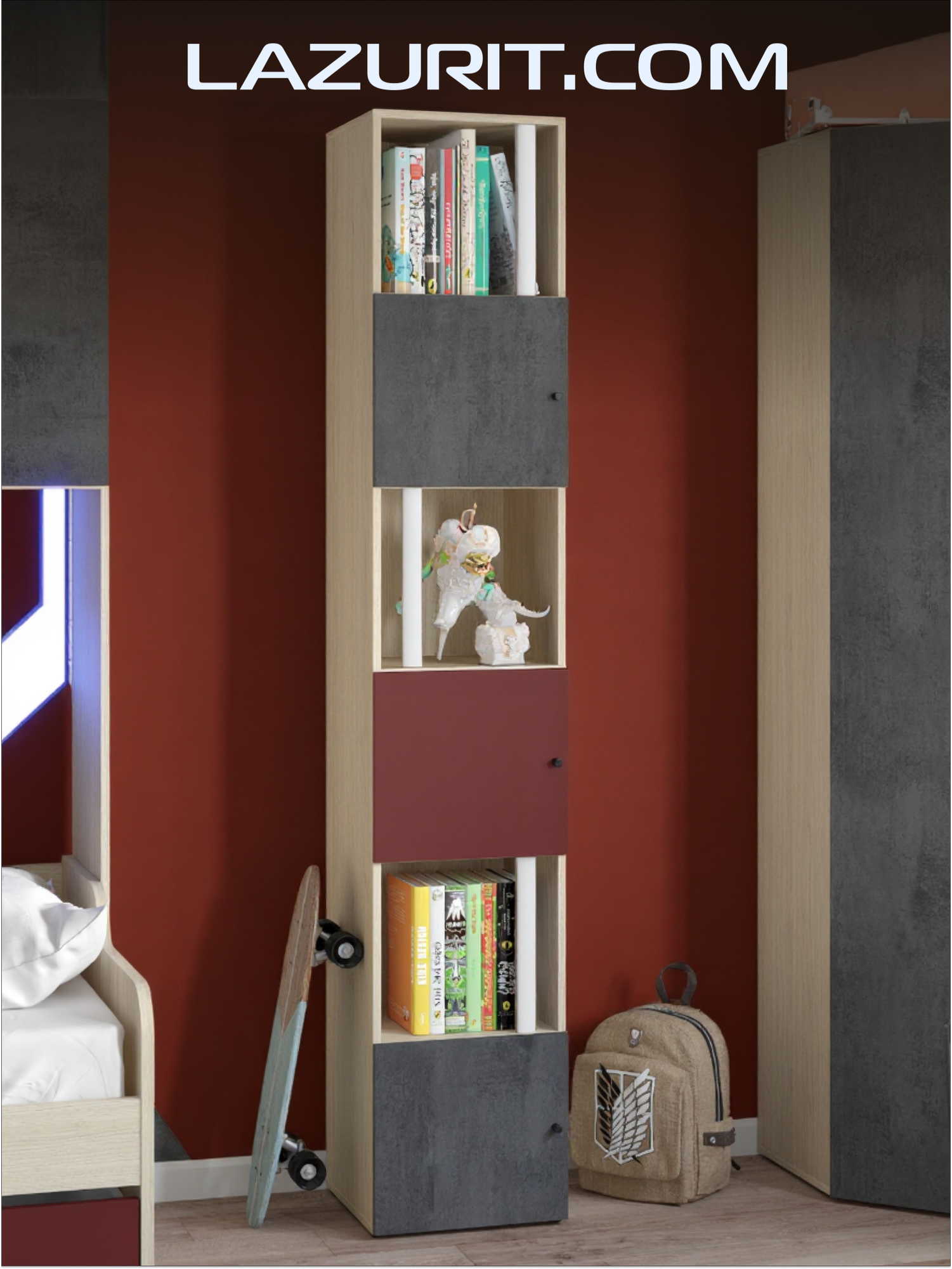 Шкаф пенал Lazurit Джелато, ЛДСП, 40,20х39,60х221,8 см, для детской