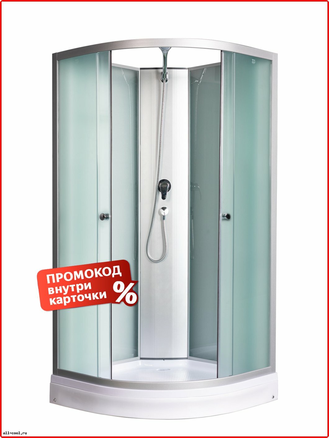 Душевая кабина River Flora 100x100 средний поддон, четверть круга, белый