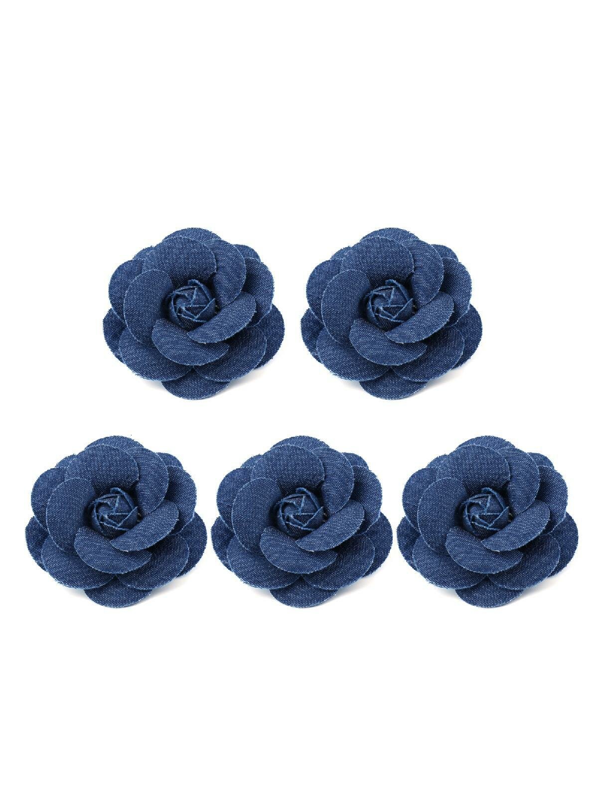 Набор из 5 цветочных аппликаций из джинсовой ткани, A2