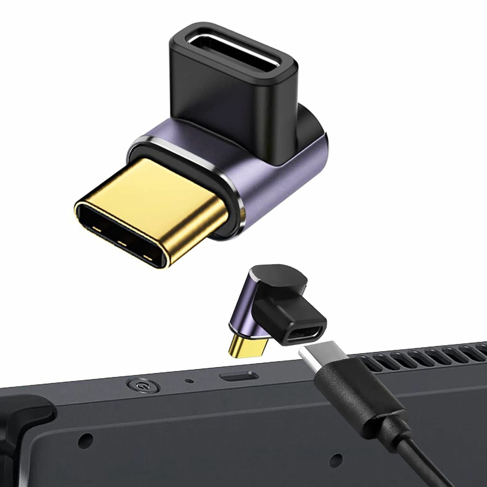 Адаптер USB c углом обзора 90 40 Гб/с 8K и быстрой зарядкой PD 100 Вт