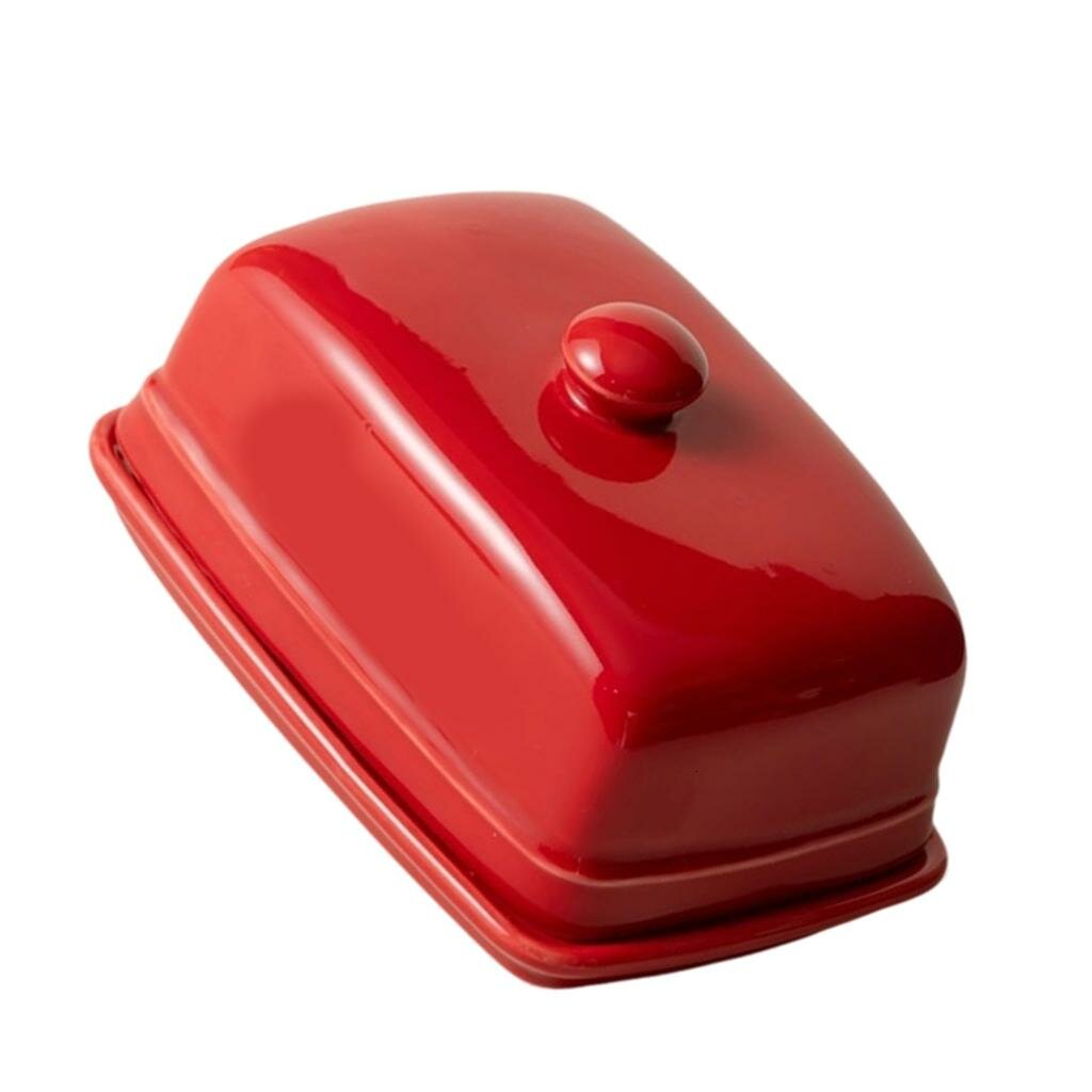 Прямоугольная керамическая масленка, красный