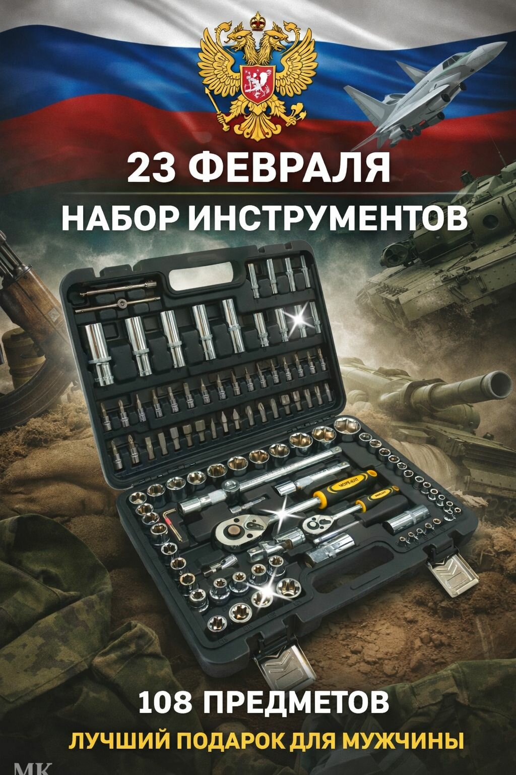 Набор инструментов NEW EPOCH, 108 элементов, для авто, чёрно-графитовый