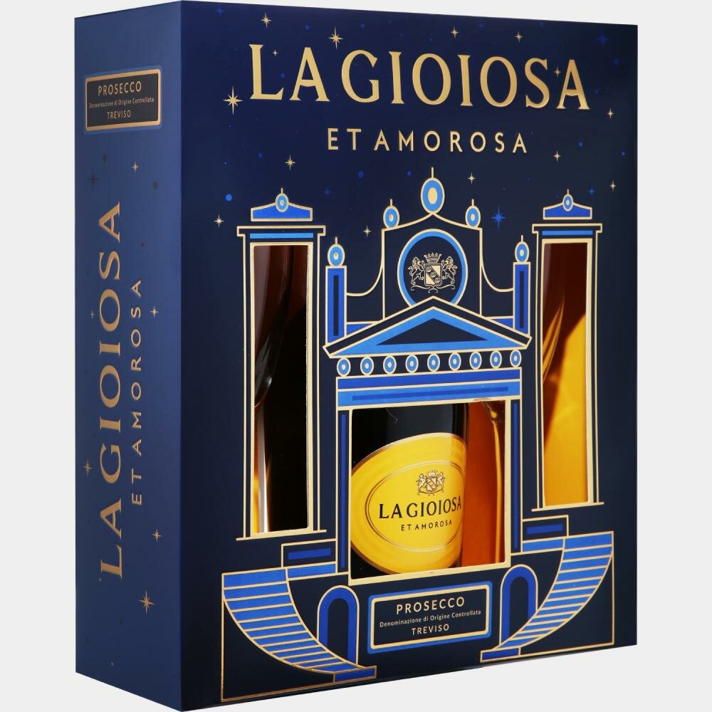 La Gioiosa Prosecco DOC in gift box with two glasses