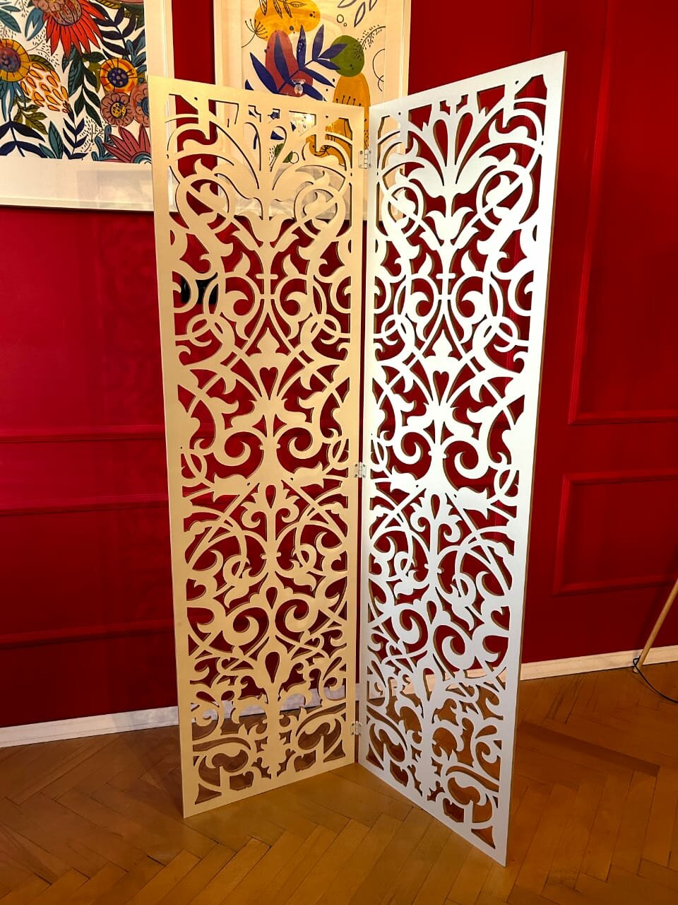 Ширма перегородка для зонирования комнаты. Размер 175*100 см. Цвет белый.