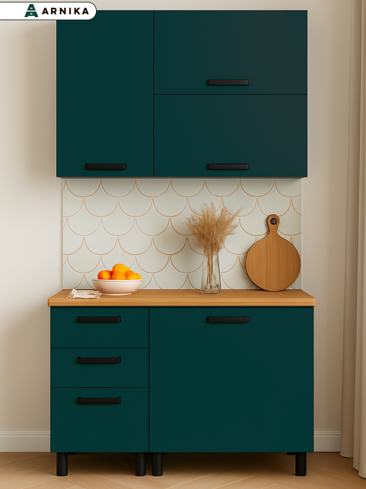 Кухонный гарнитур ARNIKA Изумруд 100×240 см, ЛДСП/МДФ, матовый, прямой