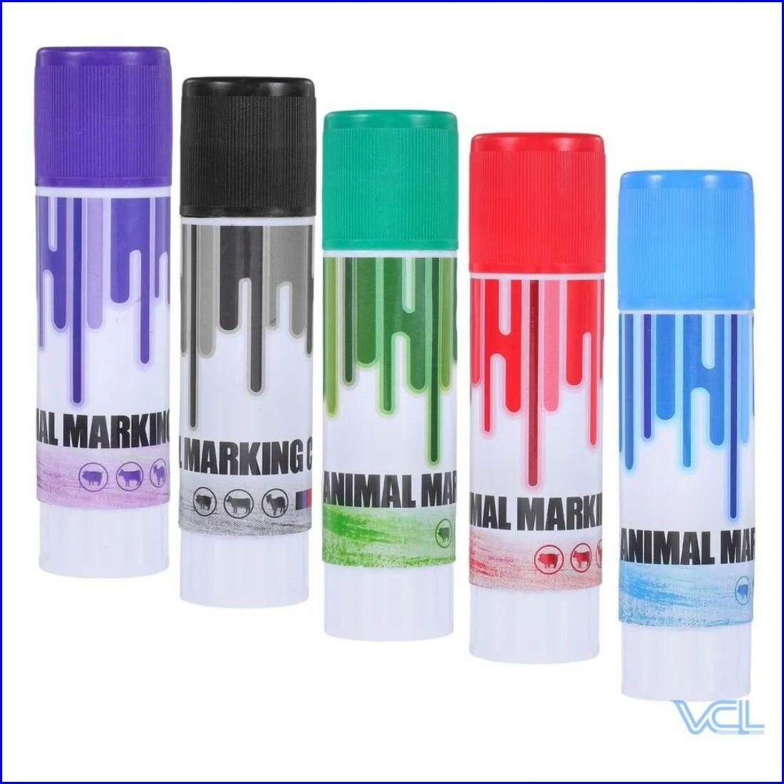 Комплект из 5 цветных восковых маркеров для пометки свиней и крупного рогатого скота
