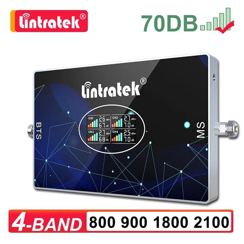 Lintratek 800 900 1800 2100 Усилитель сигнала сотовой связи Репитер B20 B8 B3 B1 2g,3g4g