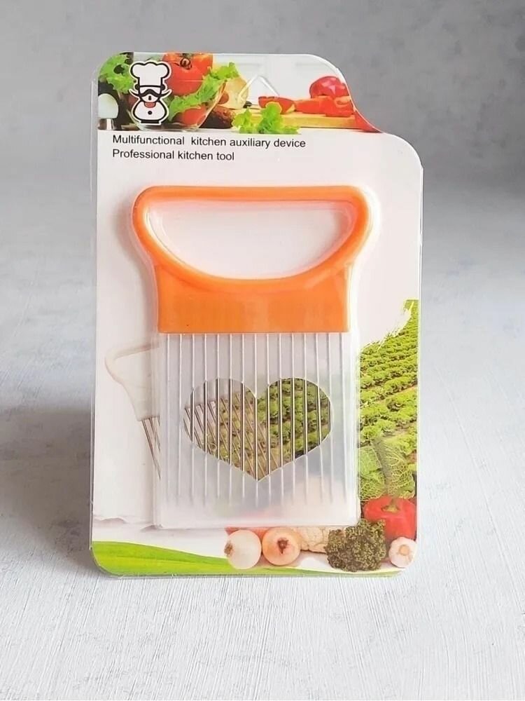 Держатель кухонный для нарезки дольками лука овощей фруктов лимона, оранжевый