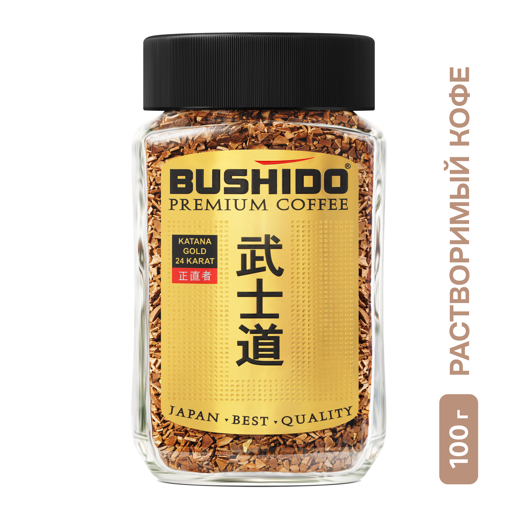 Кофе растворимый Bushido Katana Gold 24 Karat, стеклянная банка, 100 г
