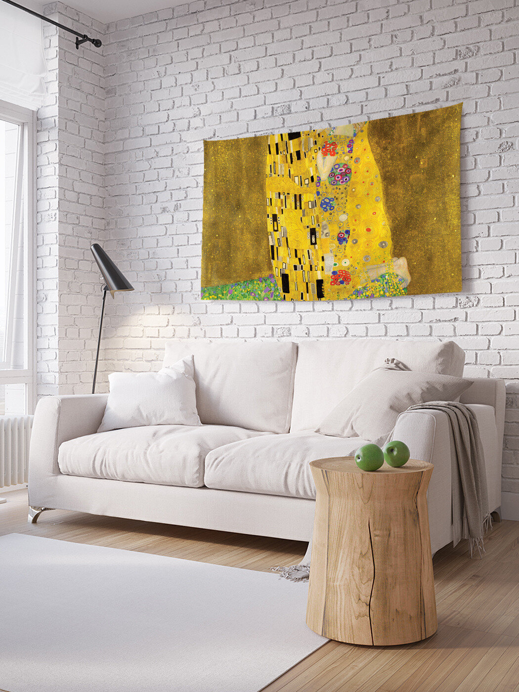 Горизонтальное фотопанно на стену "Густав Климт Поцелуй", 150x200 см