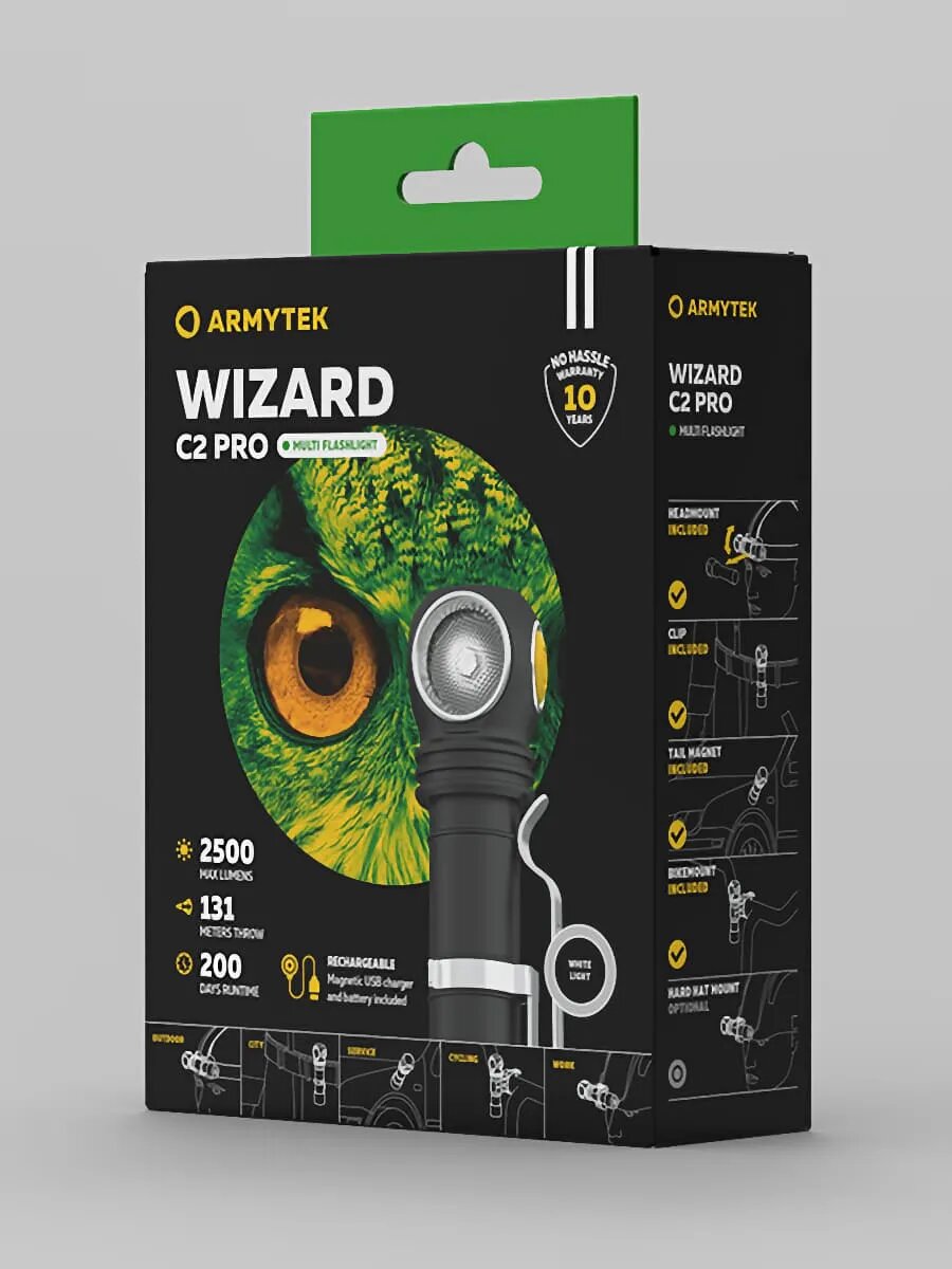Фонарь WIZARD C2 PRO F08701C Белый свет (чехол)