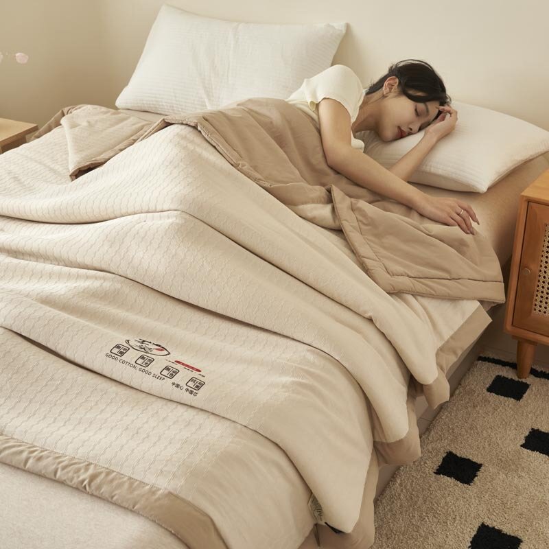 Хлопковое одеяло класса А. Хлопковое жаккардовое соевое летнее прохладное одеяло. Необработанный хлопок -
