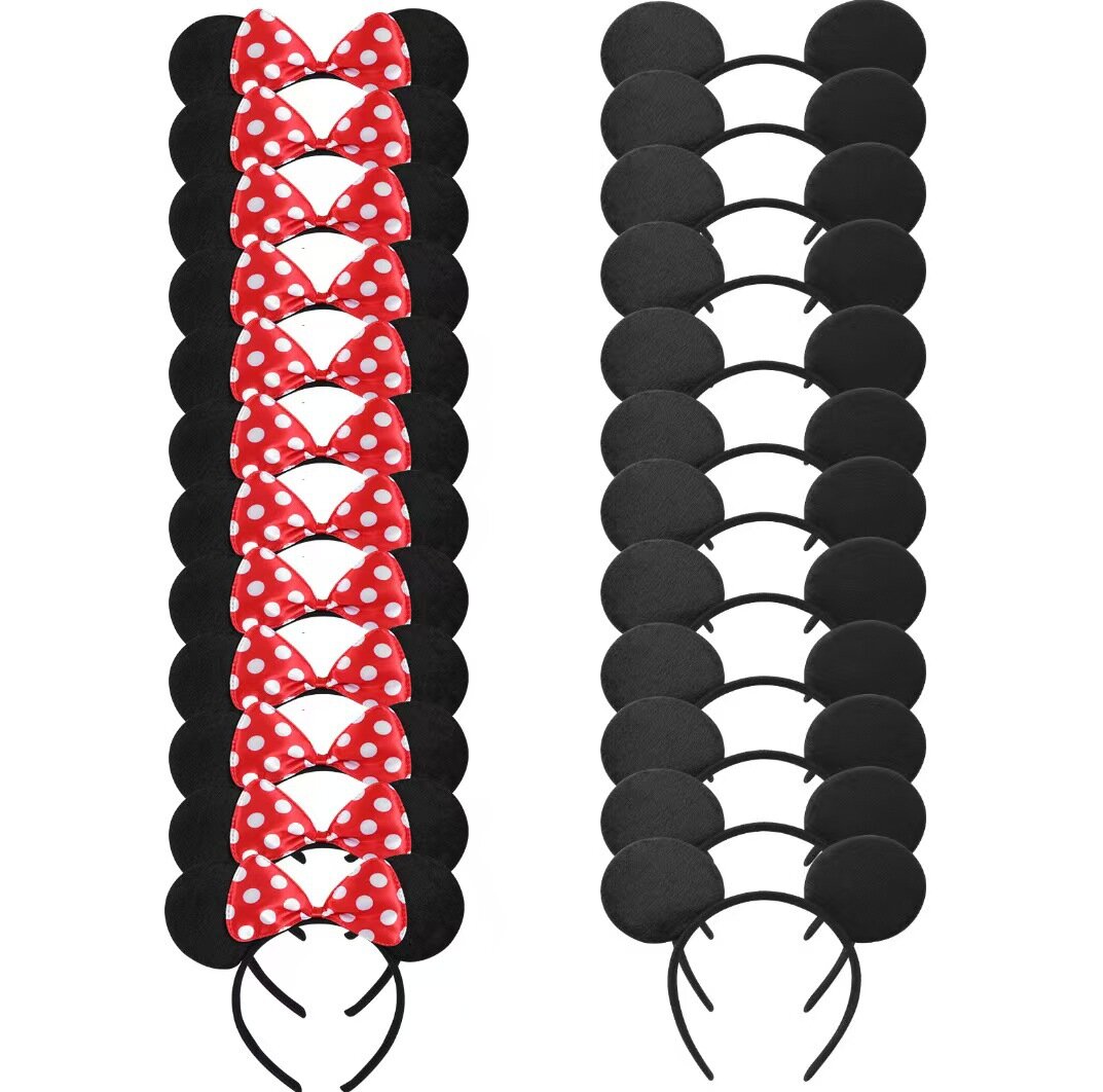 Набор детских повязок на голову с Микки Маусом для девочек, милые повязки с Микки и Минни, черный бант, головные уборы для выступлений