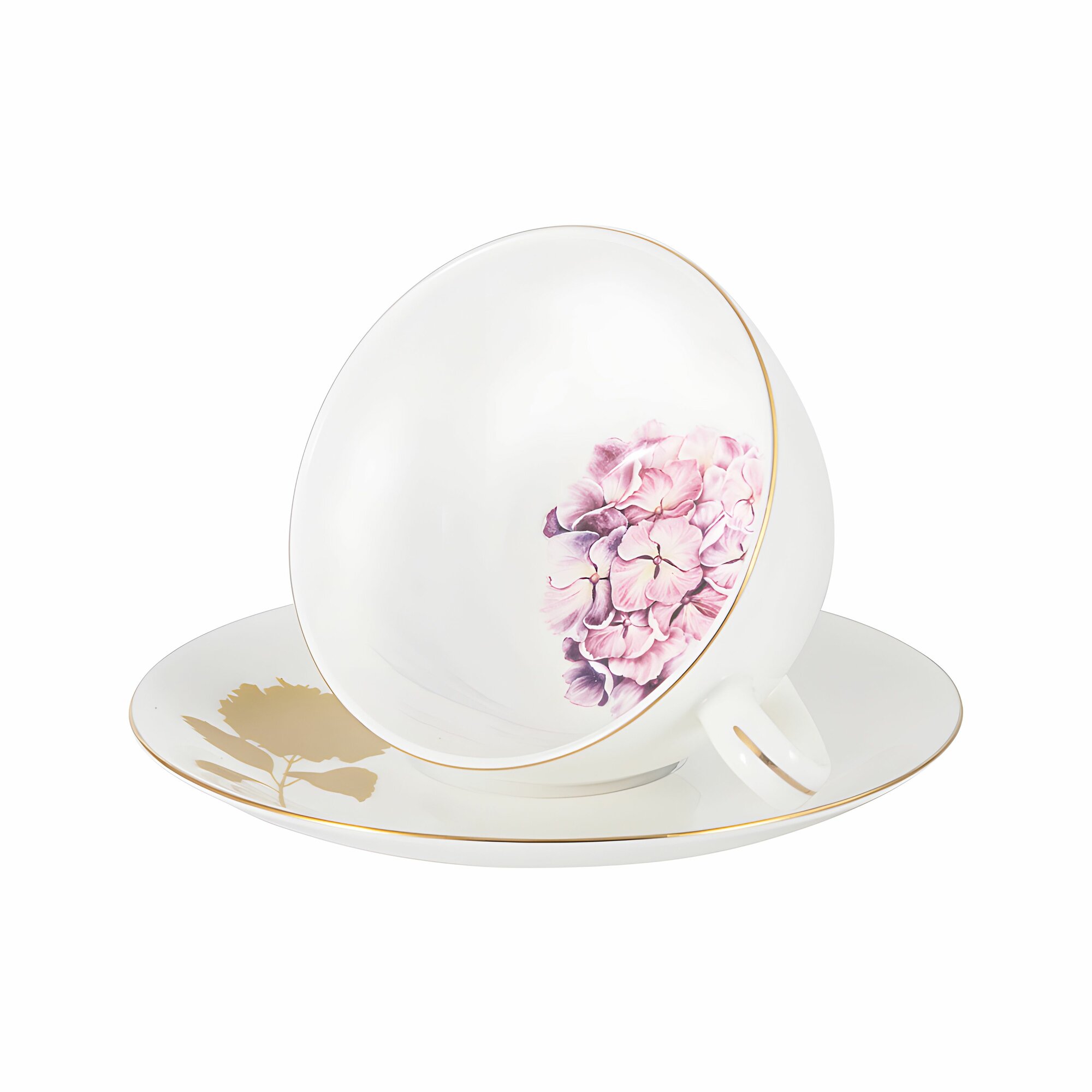 Чайная пара Anna Lafarg Emily Flowers, набор для чаепития на 1 персону: чашка 250 мл, блюдце из фарфора, для чая и кофе, подарочная