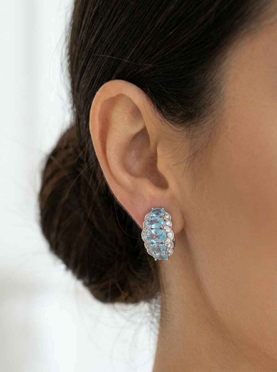 Серьги, серебро, 925 проба, родирование, топаз