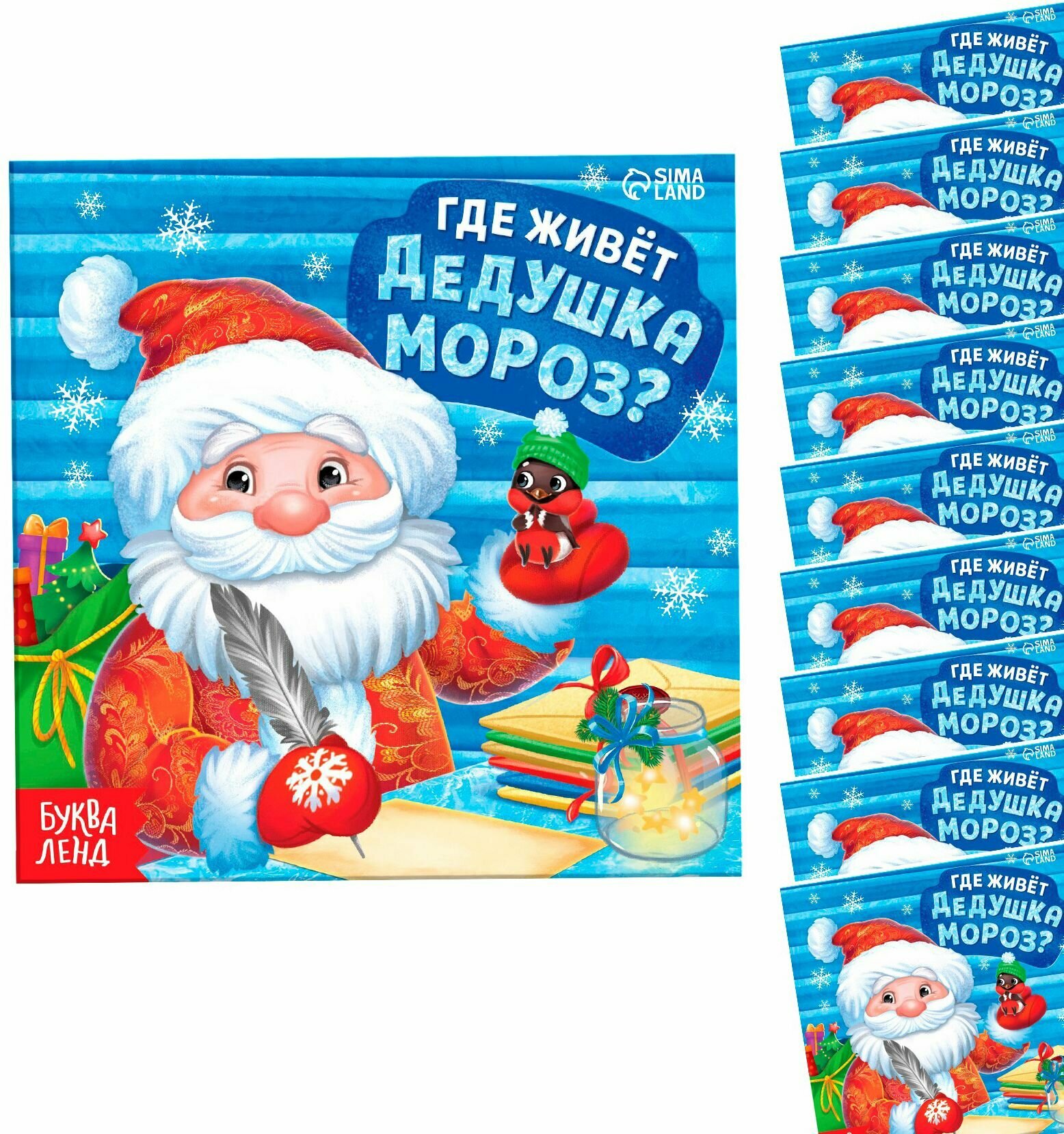 Набор книг "Где живёт Дедушка Мороз?", книжки в мягком переплете с иллюстрациями, детская литература для чтения, комплект из 10 штук