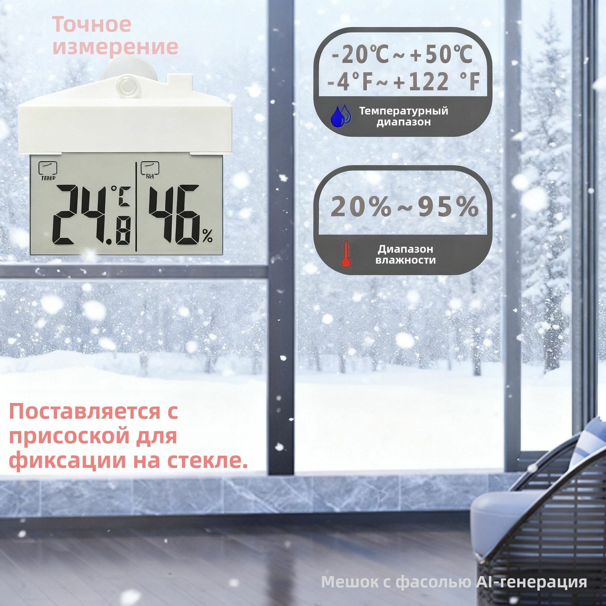 Уличный термометр для окон, электронный с датчиком и пультом управления.