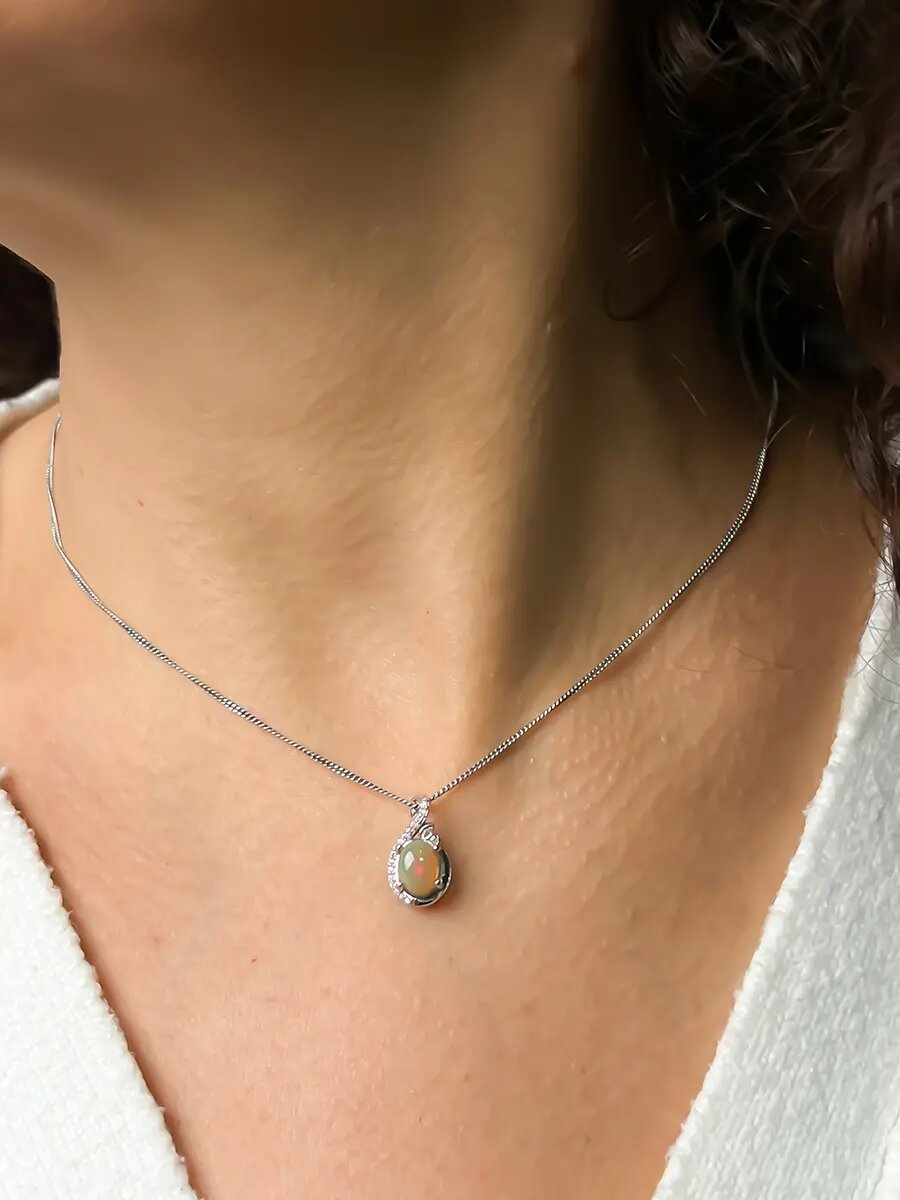 Подвеска, серебро, 925 проба, сапфир, опал