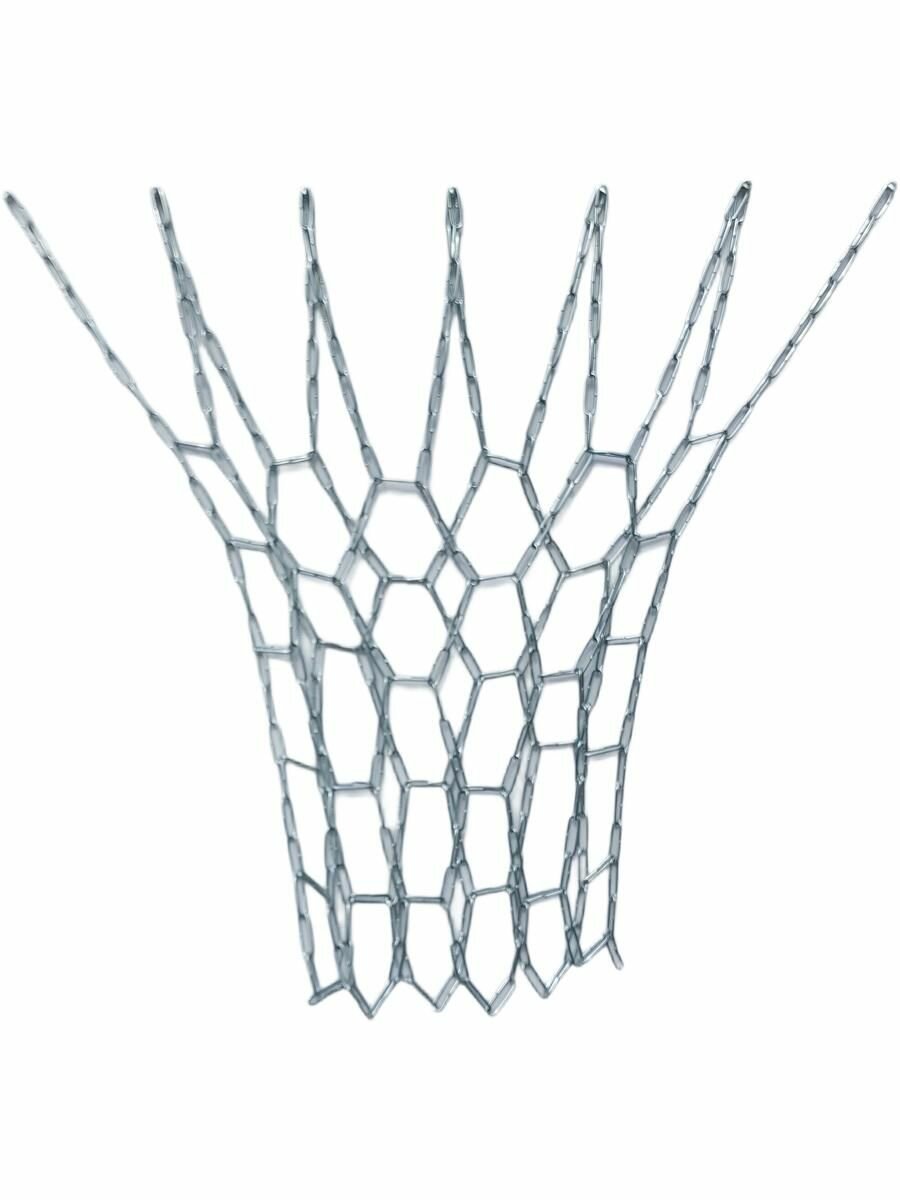 Антивандальная баскетбольная сетка металлическая длиннозвенная на 12 пос. мест с карабинами