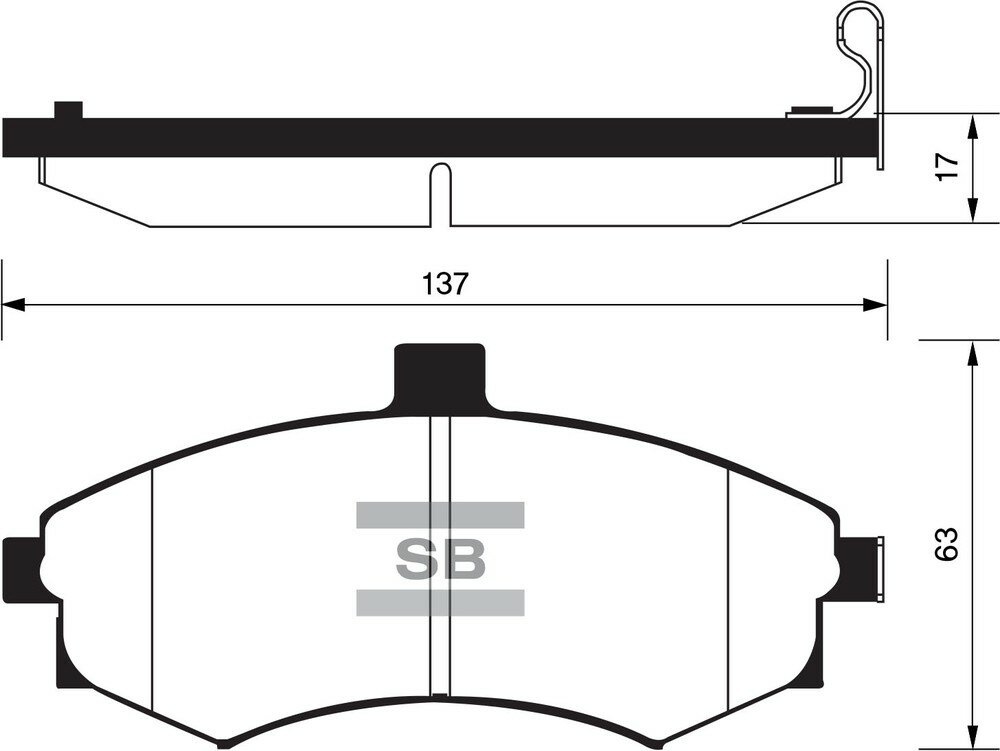 Колодки тормозные передние SANGSIN SP1152 Hyundai Elantra хd 01-03 1. ABS, 1.6, 1.8, 2.0 Matrix 02- Kia Cerato 03-05