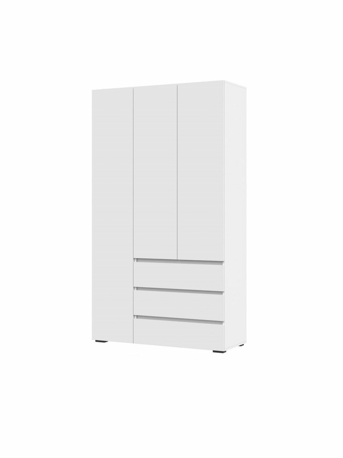 Шкаф 3-х створчатый с ящиками "Хелен ШК 06" белый Huge Mebel. Ширина 1200 Высота 2080. Шкафы распашные Huge Mebel. Ширина 1200 Высота 2080