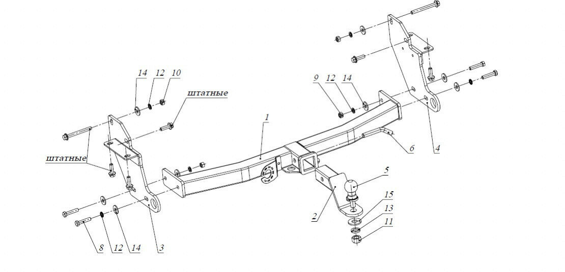 Фаркоп Бизон на Mitsubishi Pajero 3,4 FA 0978-E (с 2000 по 2007 г. в. с 2007 г. в.) (паспорт и сертификат в комплекте)(без электрики)