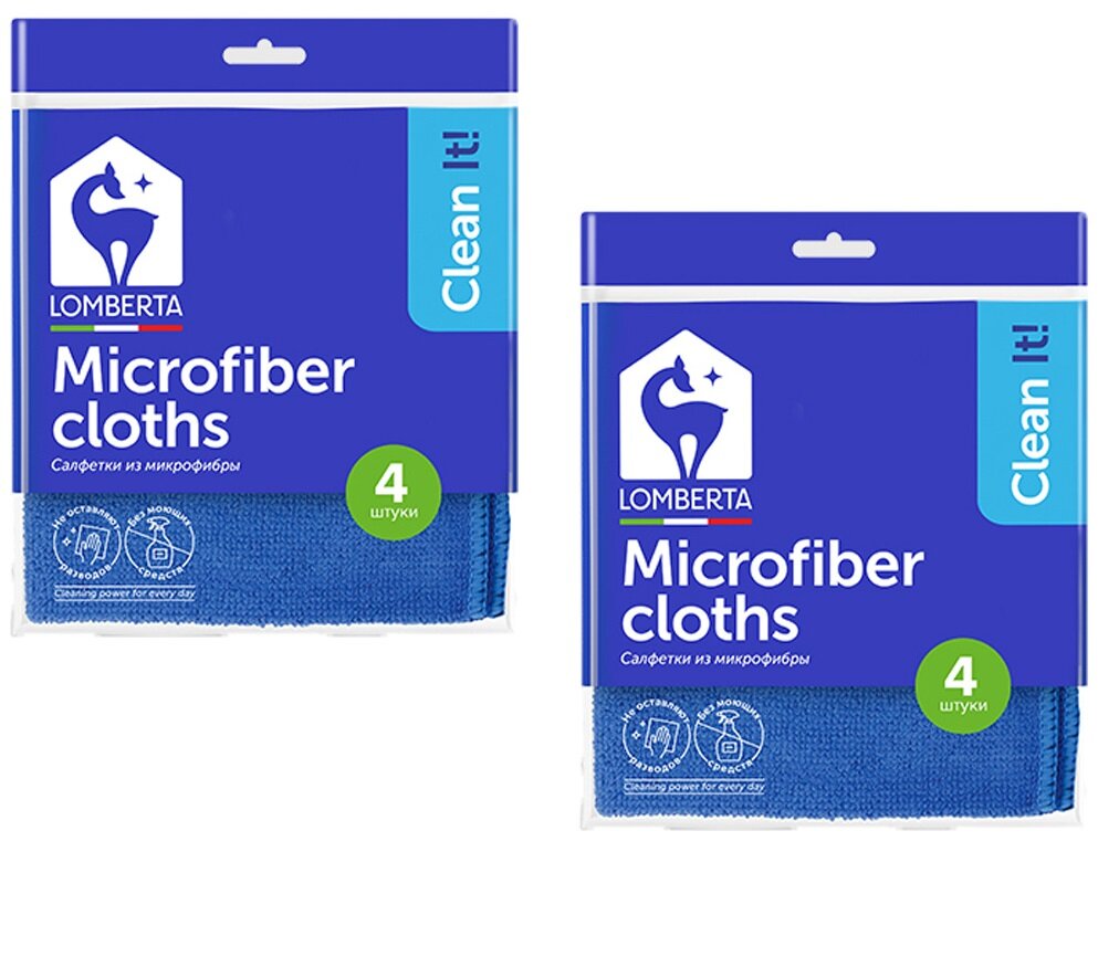 Салфетки Lomberta из микрофибры универсальные, 4шт 2упаковки