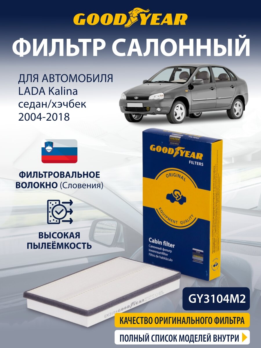 Фильтр салонный автомобильный для Lada Kalina 1 и 2 поколене 2004-2018