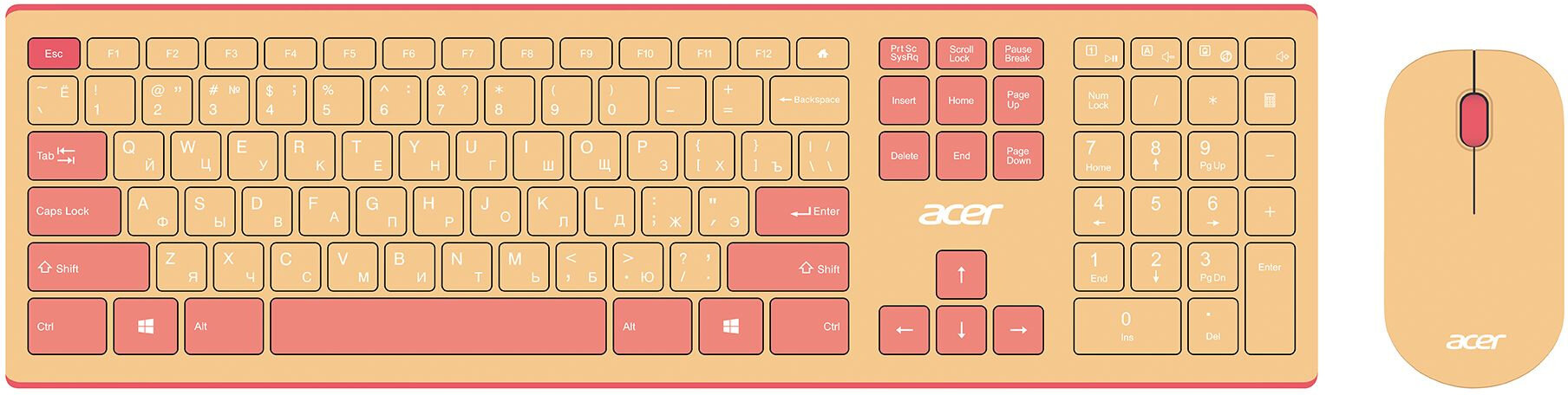 Комплект клавиатуры Acer и мыши OCC205 розовый/бежевый проводная