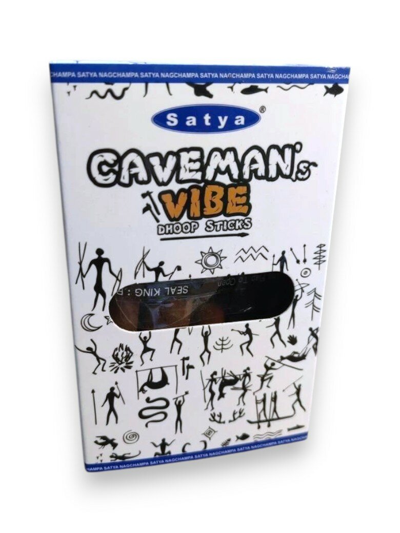 Caveman's VIBE Dhoop Sticks, Satya (вайб пещерного человека - безосновные благовония, Сатья), уп. 4 толстых палочки + подставка.