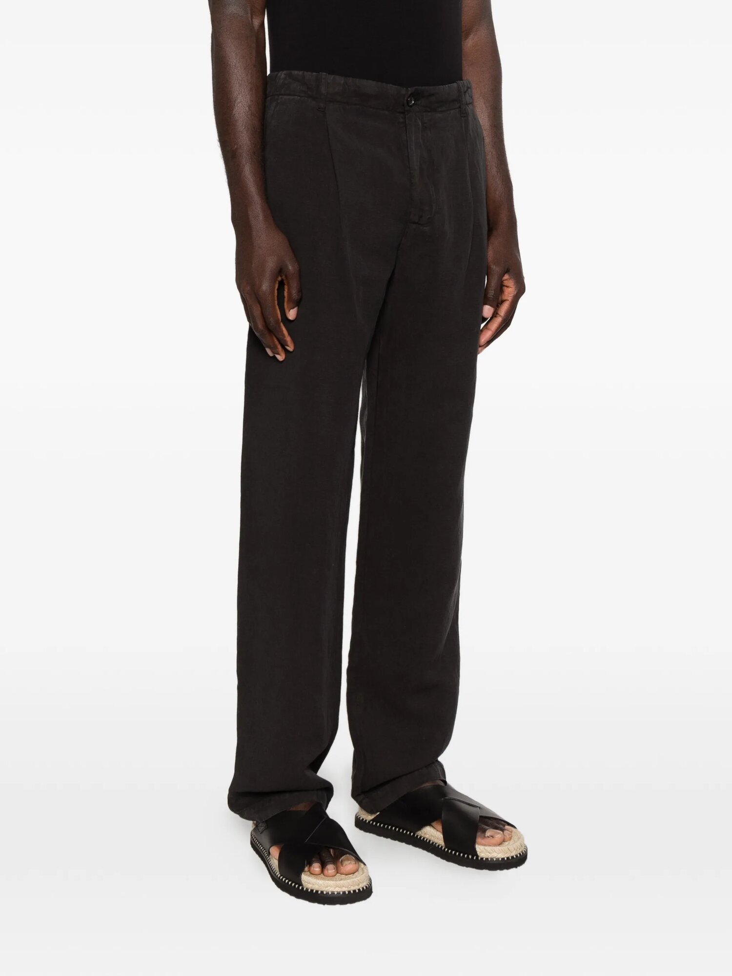 Брюки 120% LINO Straight-leg trousers, размер 50, black/black — фото 1