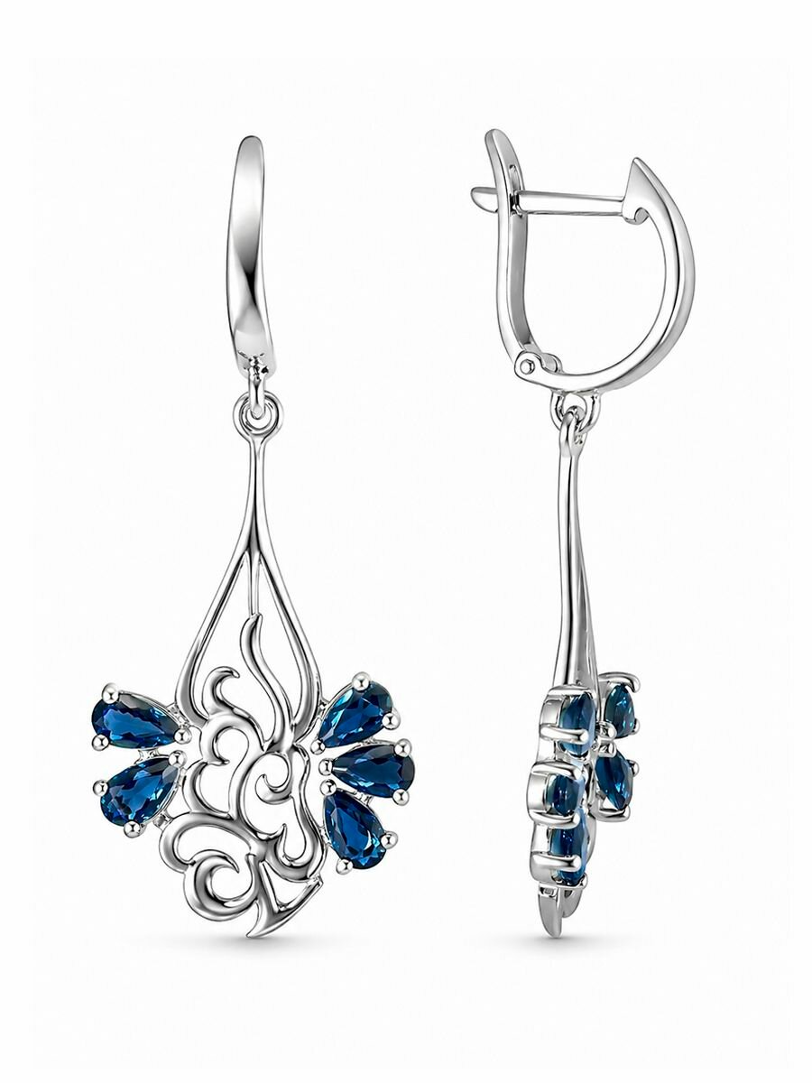 Серьги, серебро, 925 проба, родирование, кварц синтетический