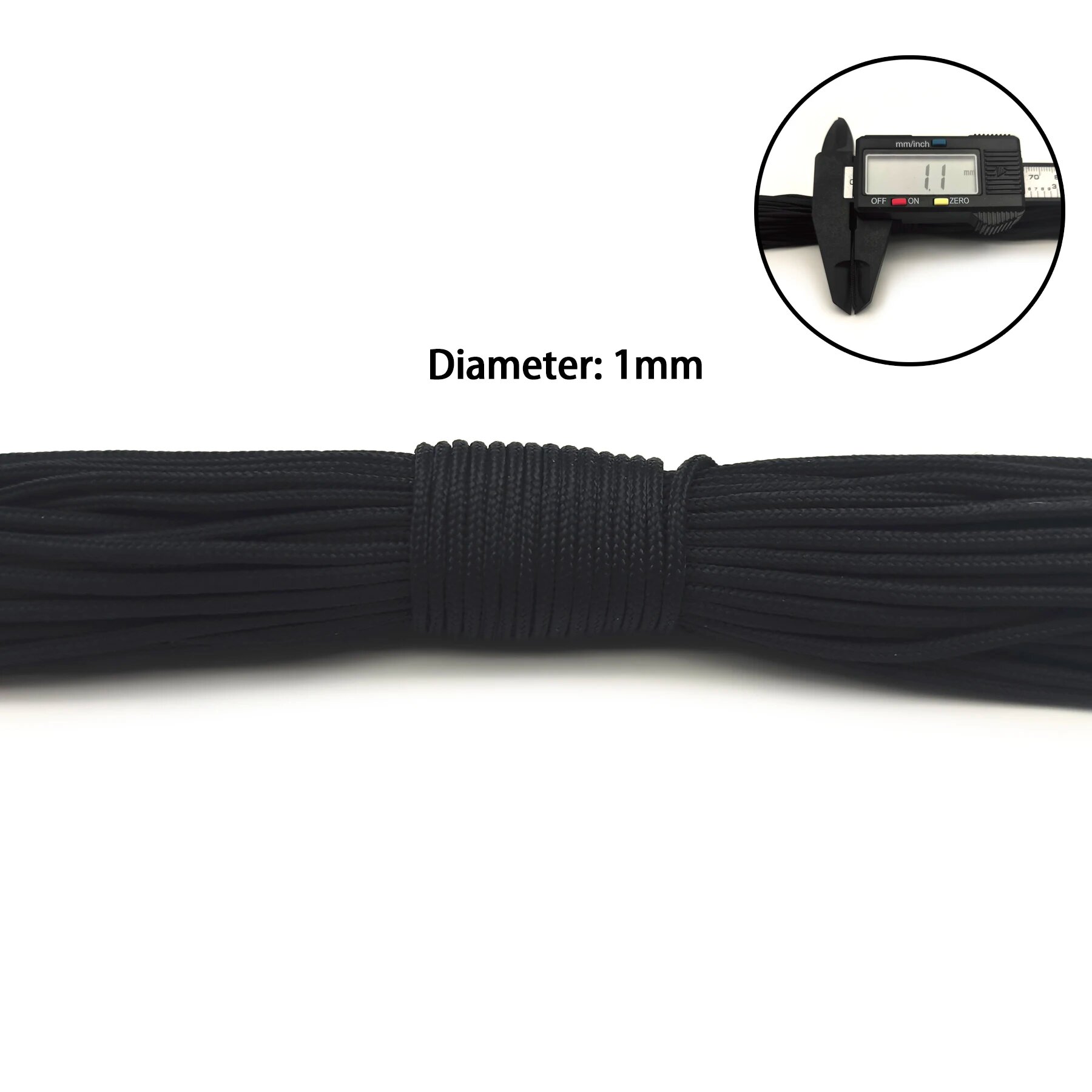 Паракорд IQiuhike 1/2/3/4/5/6 мм для активного отдыха Black 1mm, 16.4ft(5meters)