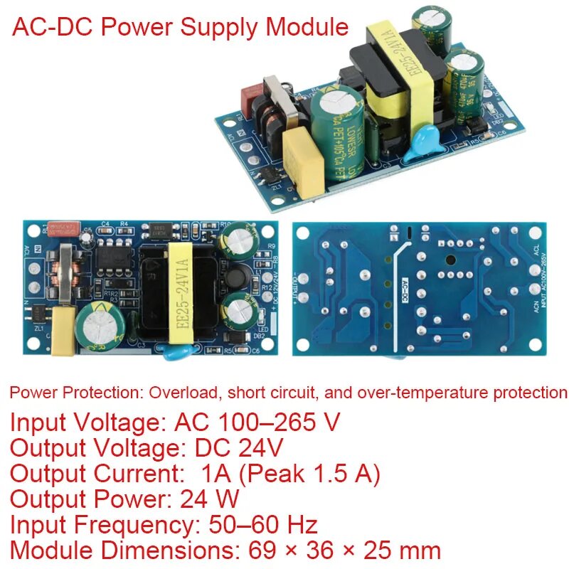 Импульсный источник питания Your Cee AC 100-265В в DC 12В/24В/36В 1А-8А DC24V 1A 24W